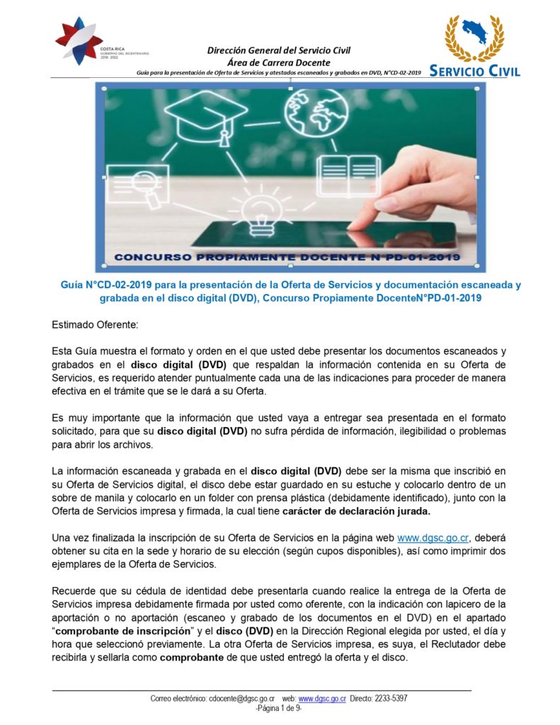 DOCUMENTOS IMPORTANTES – CONCURSO PD-01-2019 PARA PLAZAS PROPIAMENTE ...