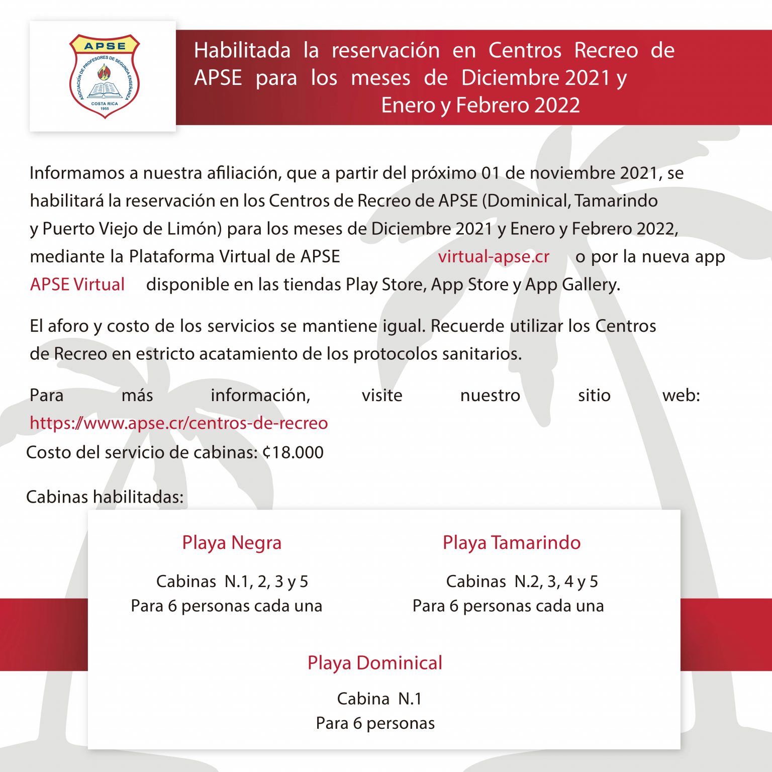 HABILITADA LA RESERVACIÓN EN CENTROS RECREO DE APSE PARA LOS MESES DE ...