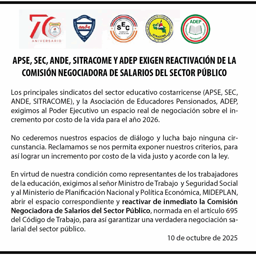 APSE, SEC, ANDE, SITRACOME Y ADEP EXIGEN REACTIVACIÓN DE LA COMISIÓN ...